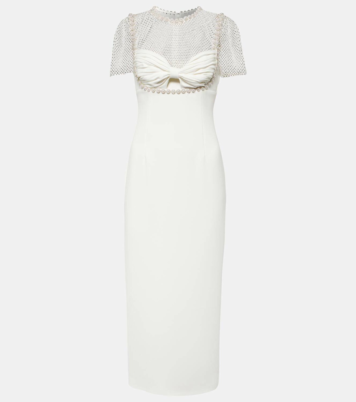Self-Portrait Bridal embellished crêpe midi dress Self-Portrait