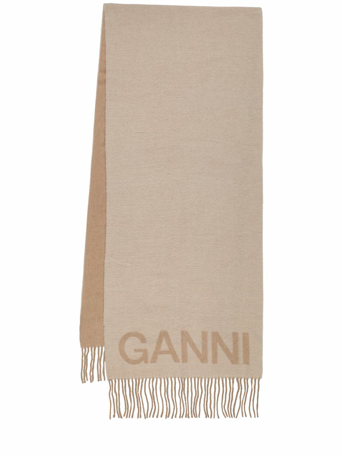 GANNI Fringed Wool Scarf GANNI