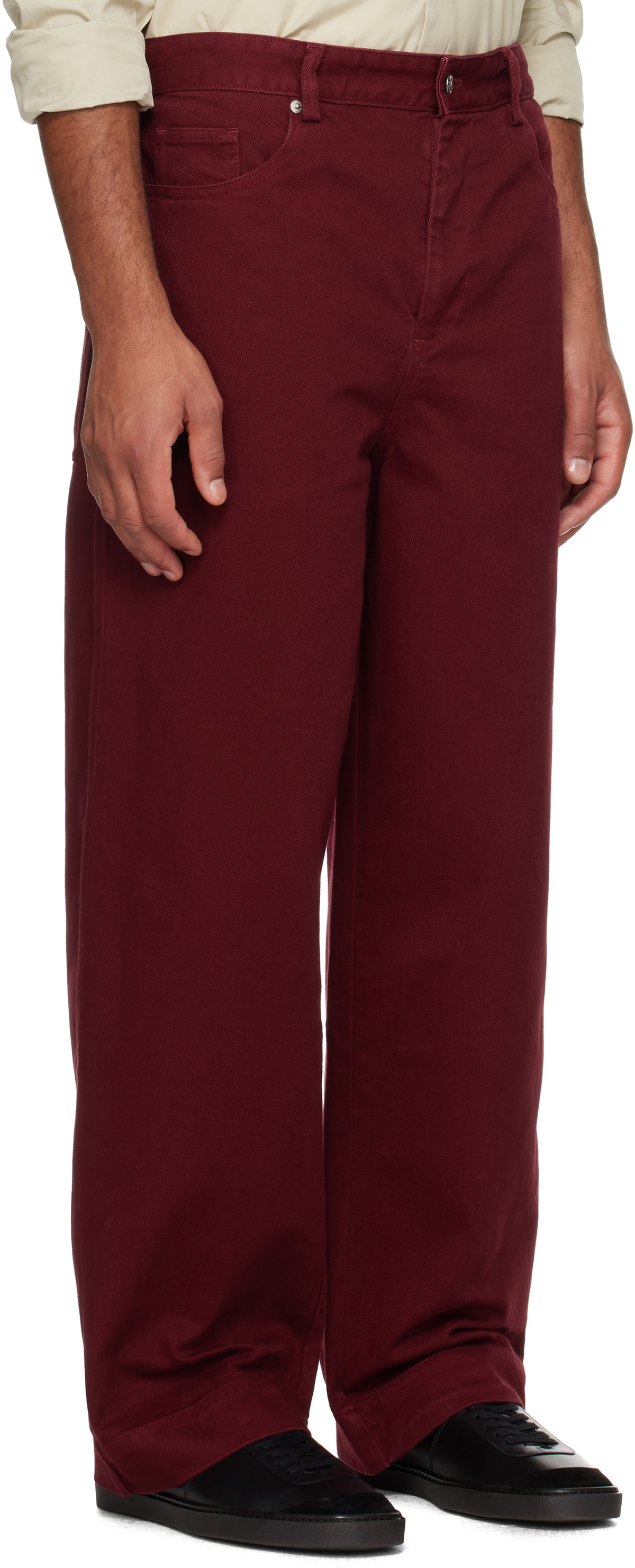 Maison Kitsuné Red Relaxed Overdye Denim Jeans Maison Kitsune