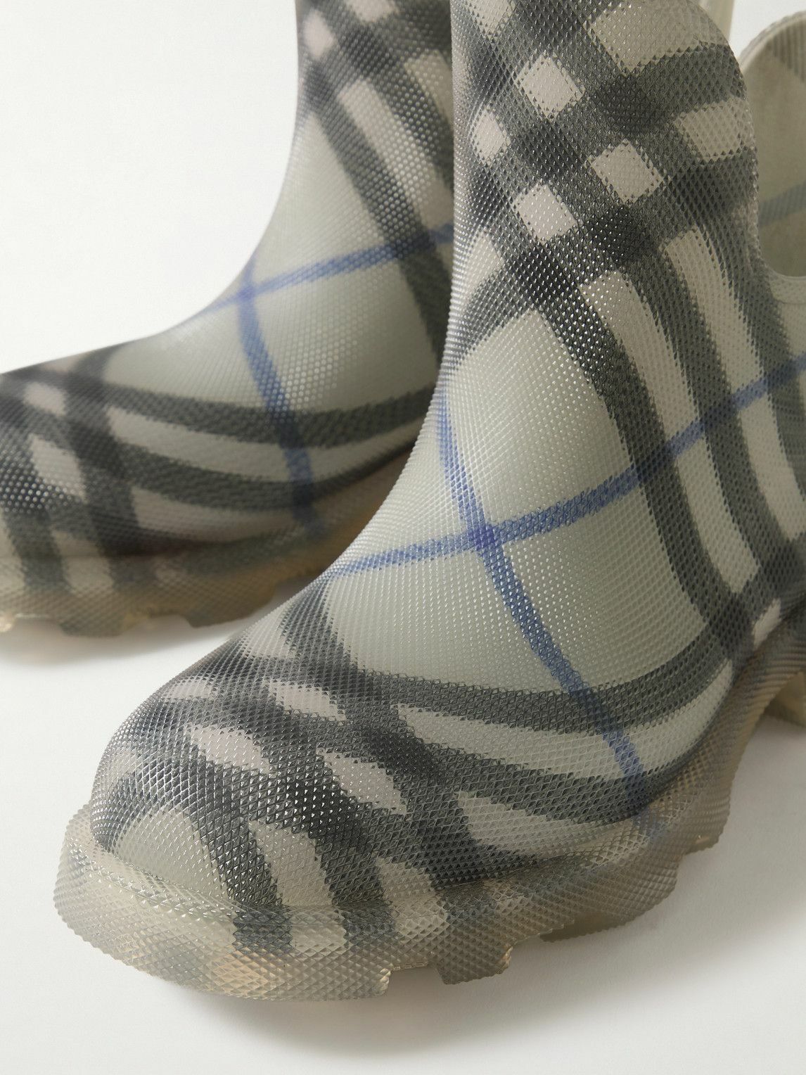 Burberry - Checked Rubber Ankle Boots - Gray Burberry