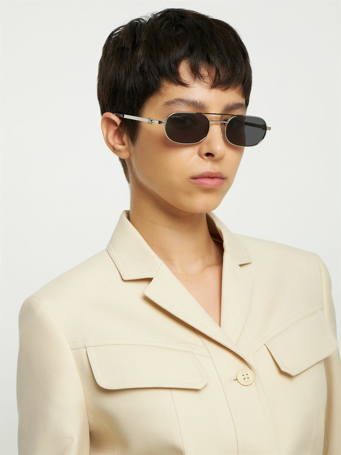 OFF-WHITE - Baltimore Oval Metal Sunglasses Off-White