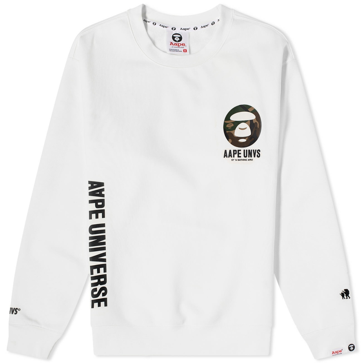 Men's AAPE Back X-Bone Crew Sweat in Ivory AAPE by A Bathing Ape
