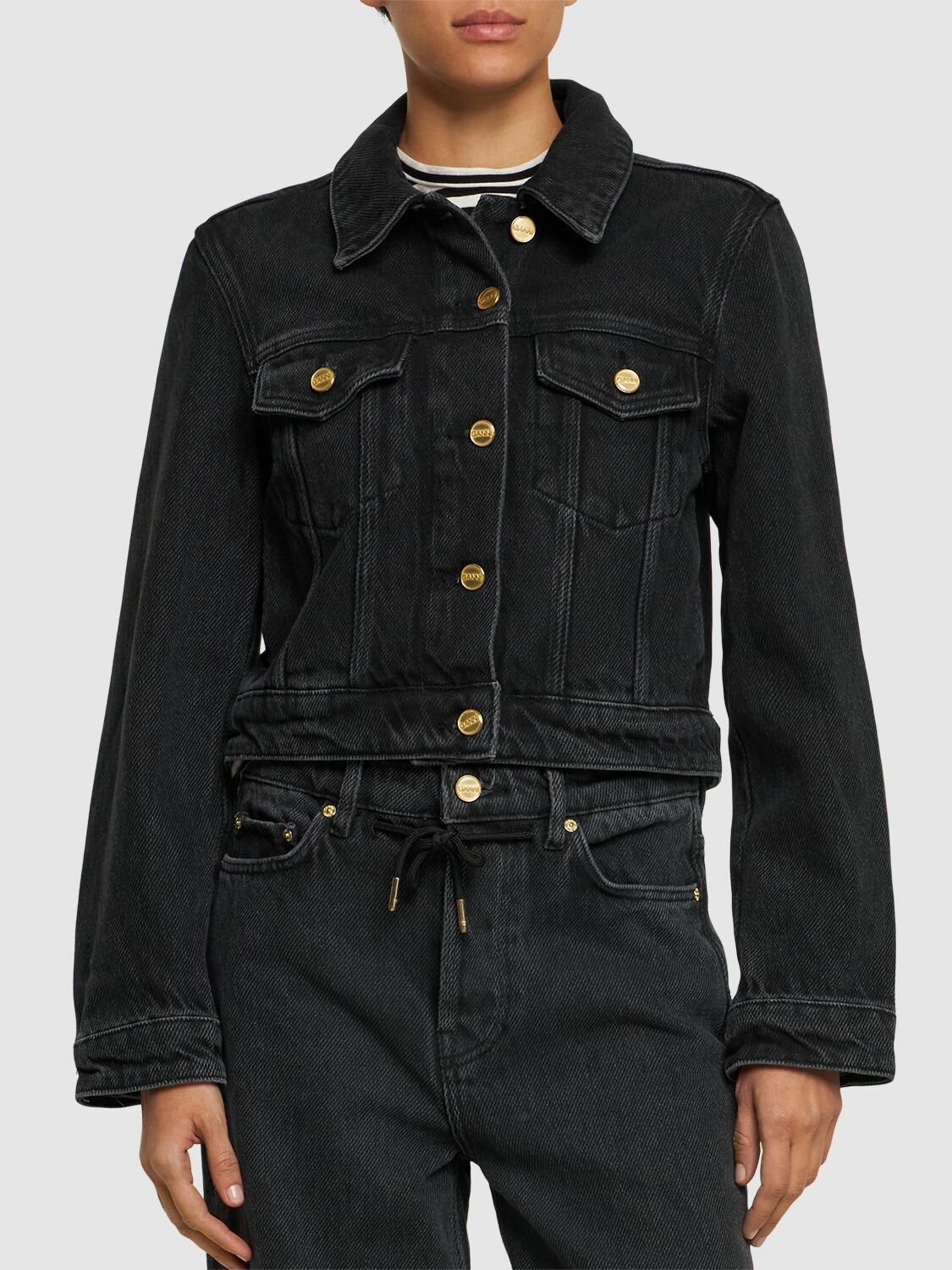 GANNI - Heavy Cotton Denim Crop Jacket GANNI