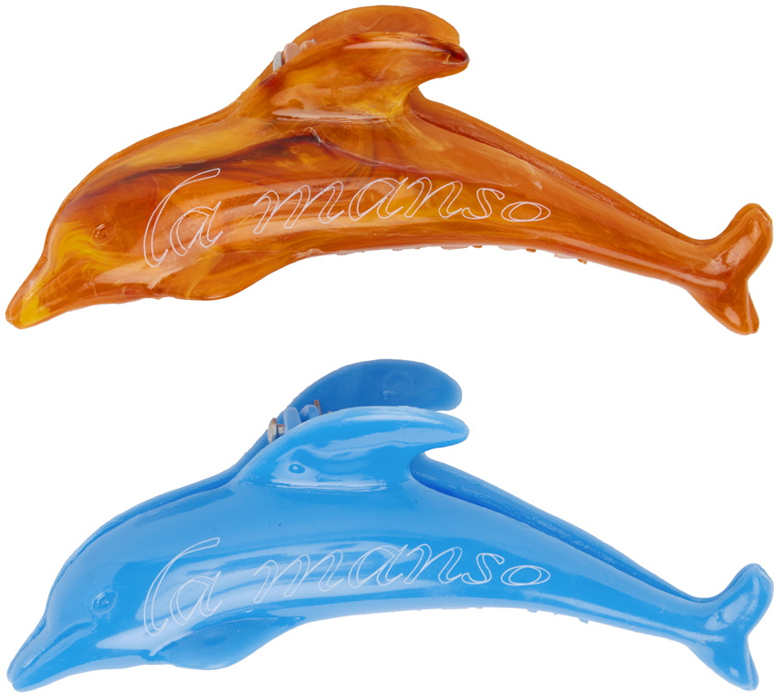 La Manso Blue & Orange Monkey Mia Hair Clips La Manso