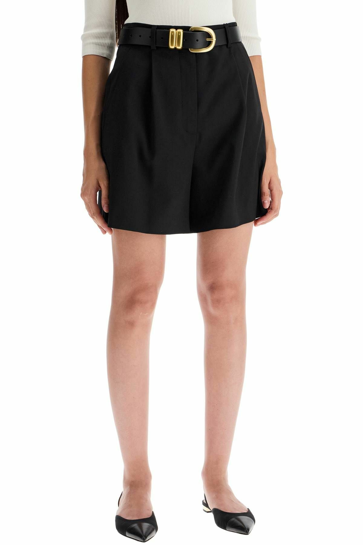 WEEKEND MAX MARA flared lightweight wool shorts Black Weekend Max Mara