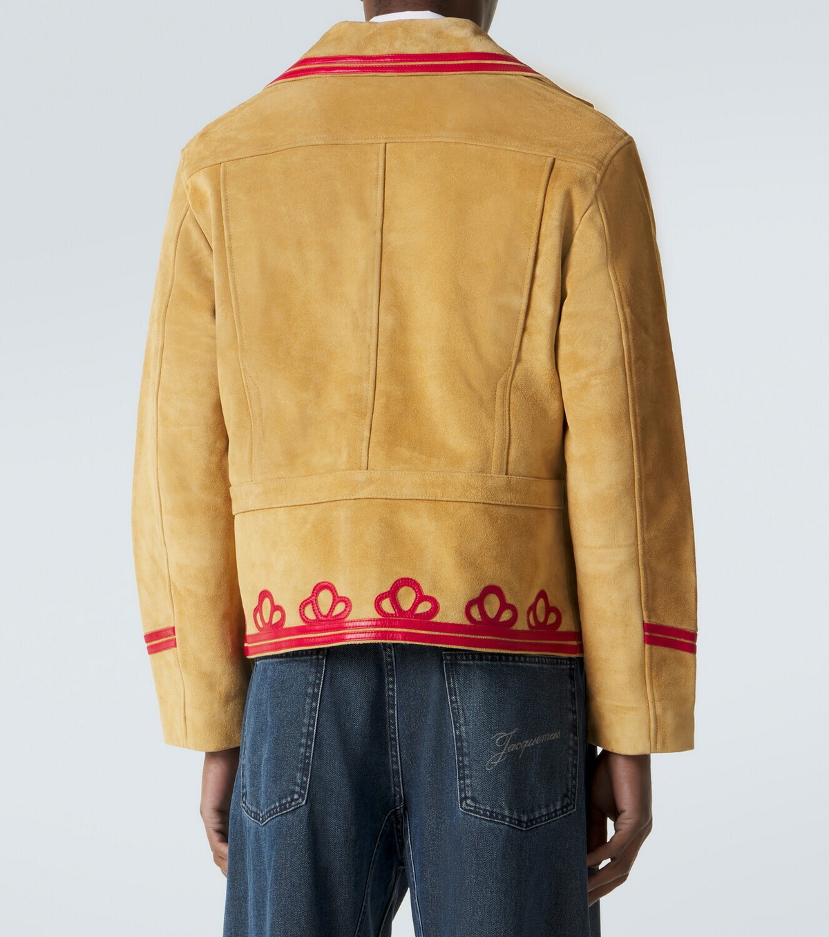 Bode Trefoil leather-trimmed suede jacket Bode