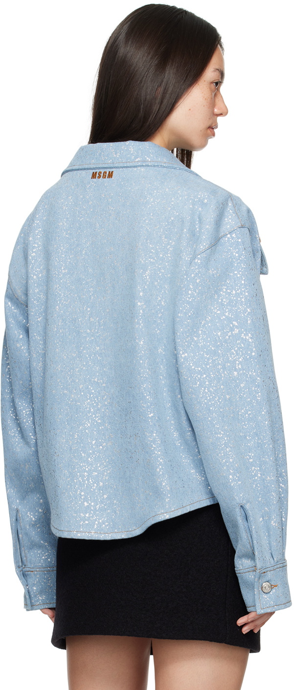 MSGM Blue Paint Splatter Denim Shirt MSGM