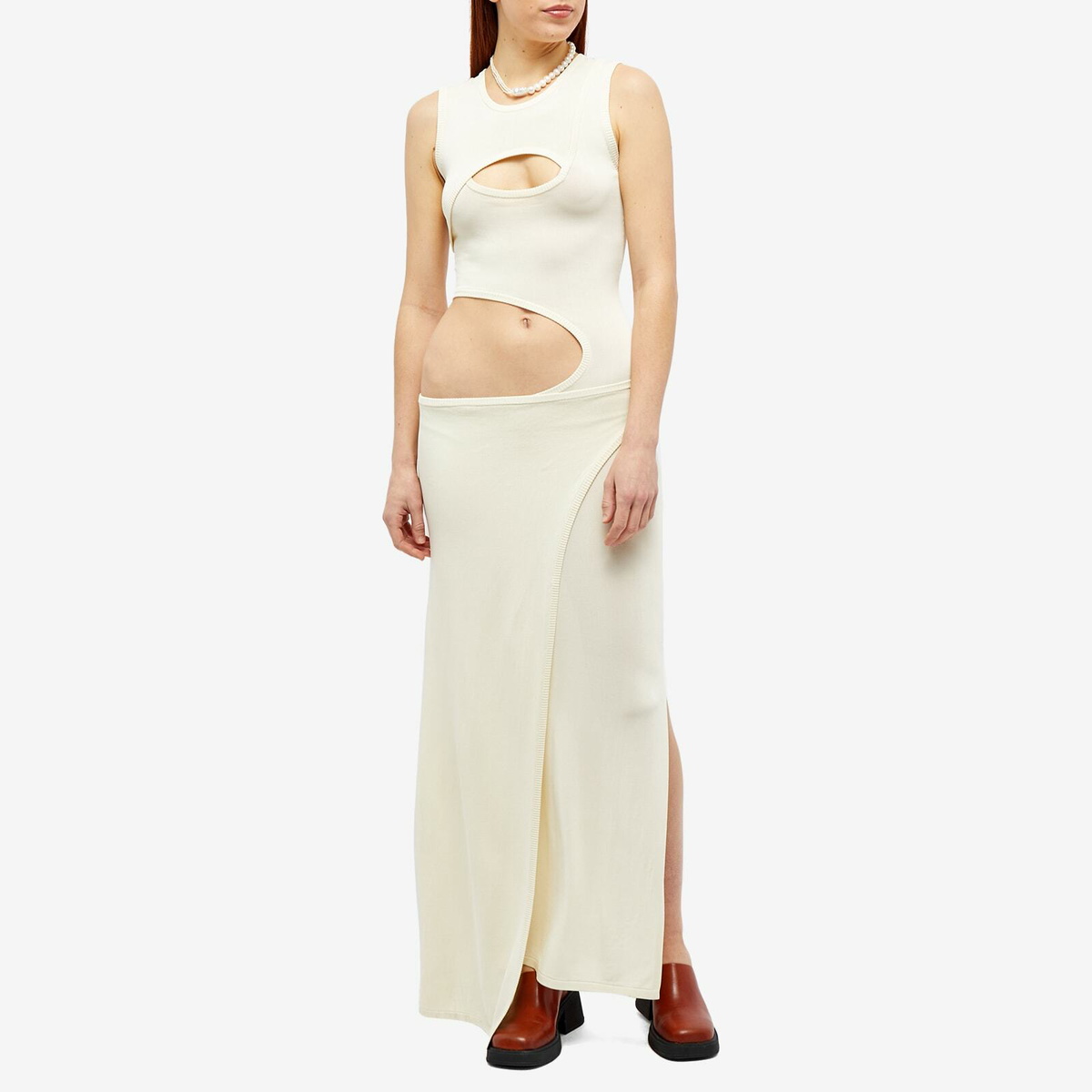 Aya Muse Women's Marmo Layered Jersey Maxi Dress in Buttercream Aya Muse