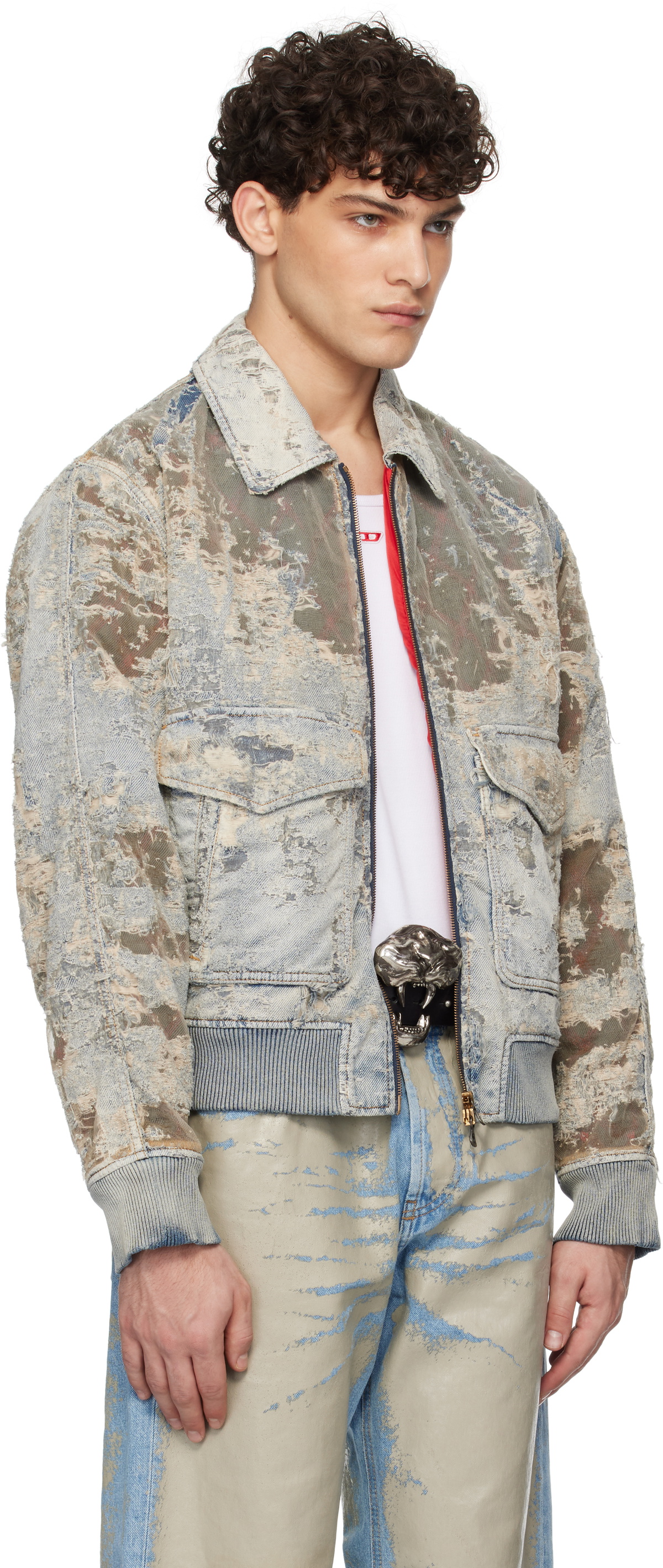 Diesel Gray D-Muddy-Fsf Denim Jacket Diesel