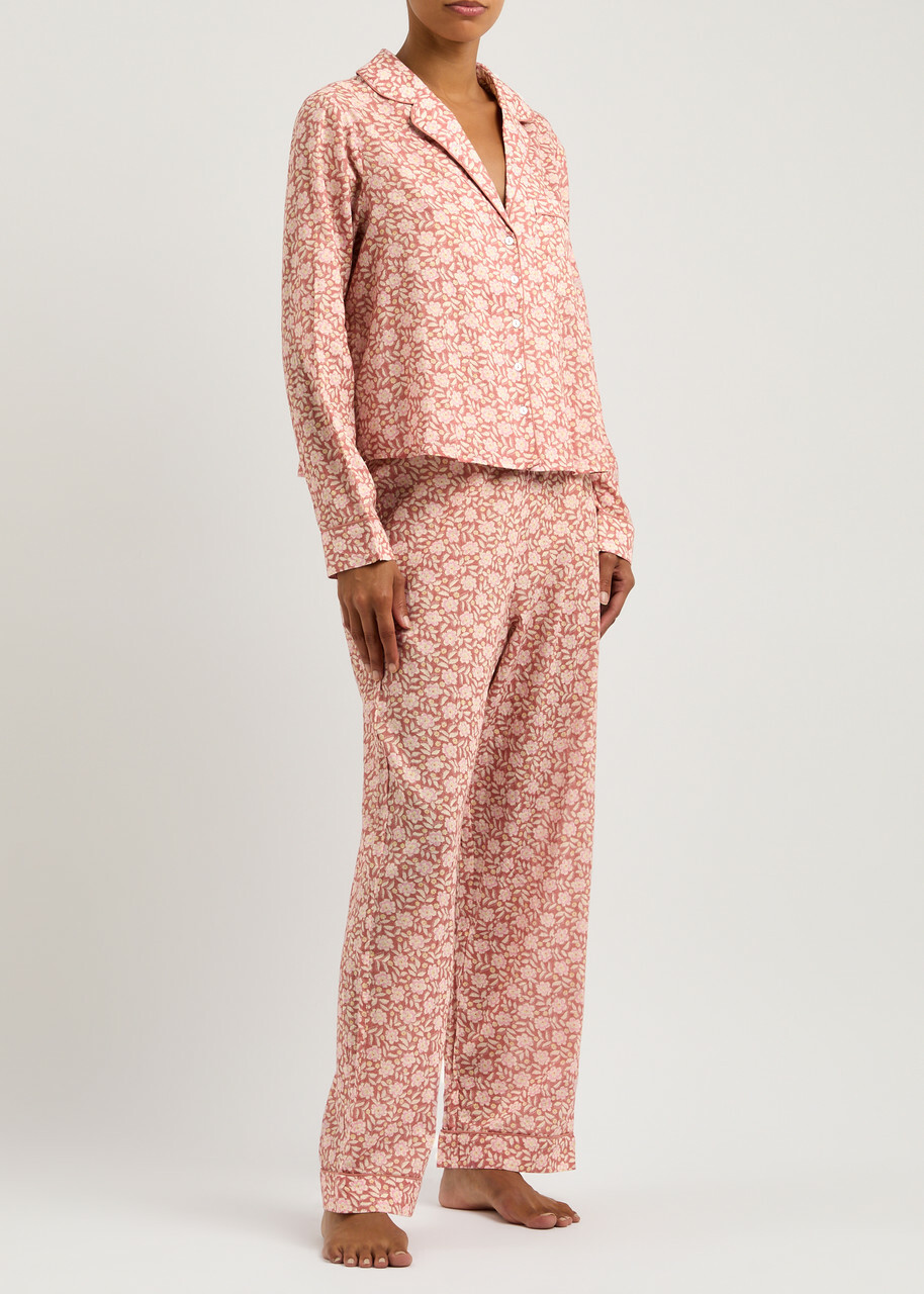 Rixo Austin Floral-print Cotton Pyjama set Pink Rixo