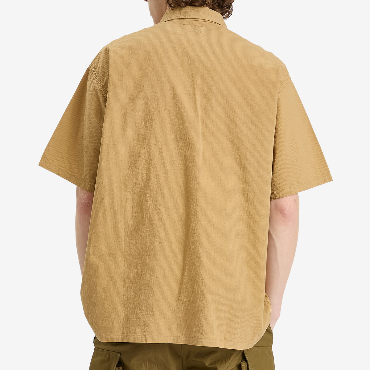 Beams Plus Men's Textured Ripstop Short Sleeve Shirt in Khaki Beams Plus