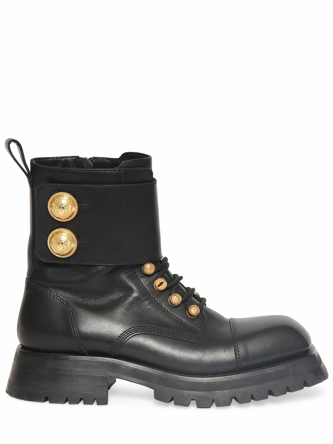 BALMAIN - 40mm Ranger Leather Combat Boots Balmain