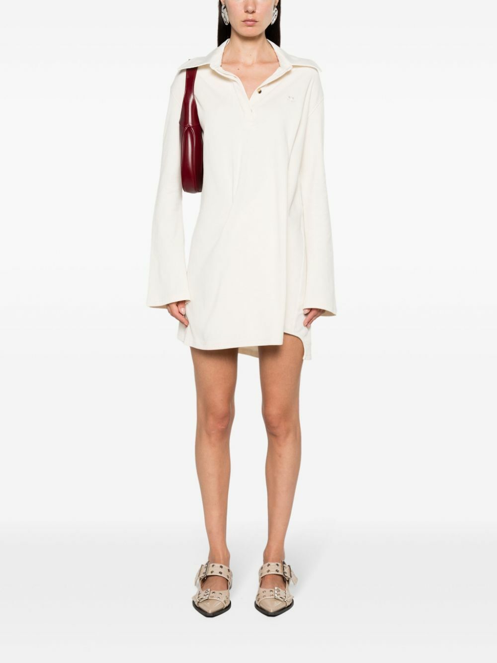 Courrèges White Twist Cotton Polo Mini Dress Courreges