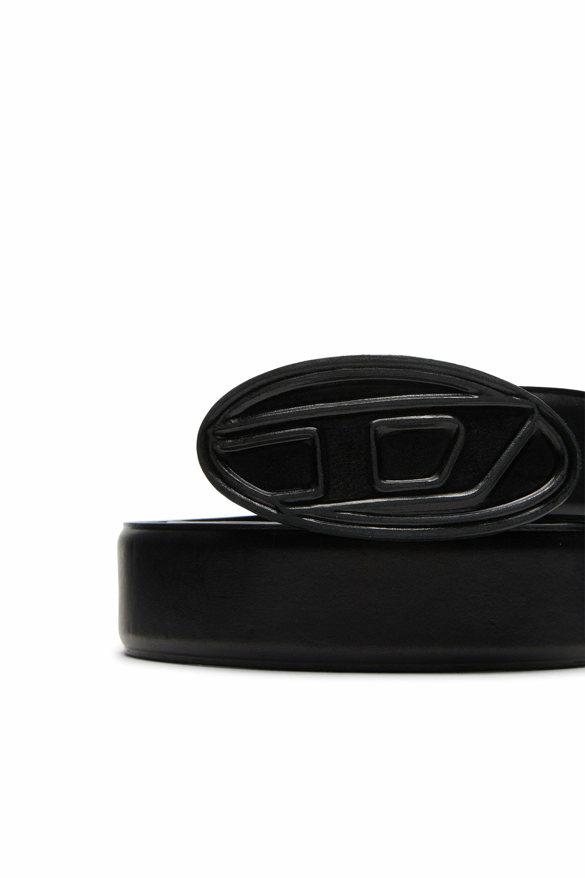Diesel Leather belt with leather-covered buckle - Belts Mens in Black ...
