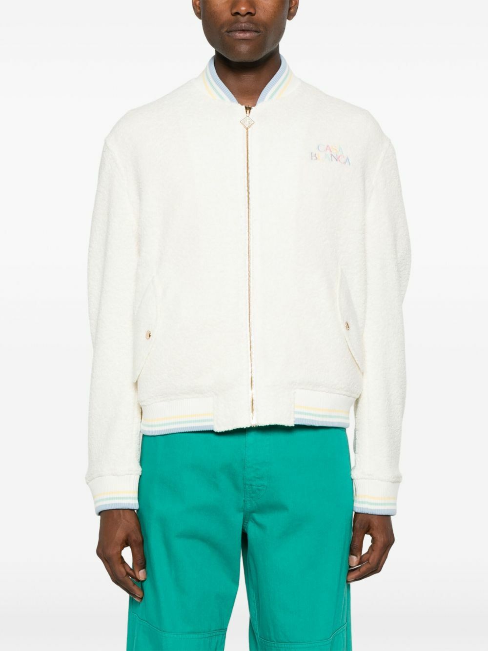 Casablanca White Maison Pastelle Bomber Jacket Casablanca