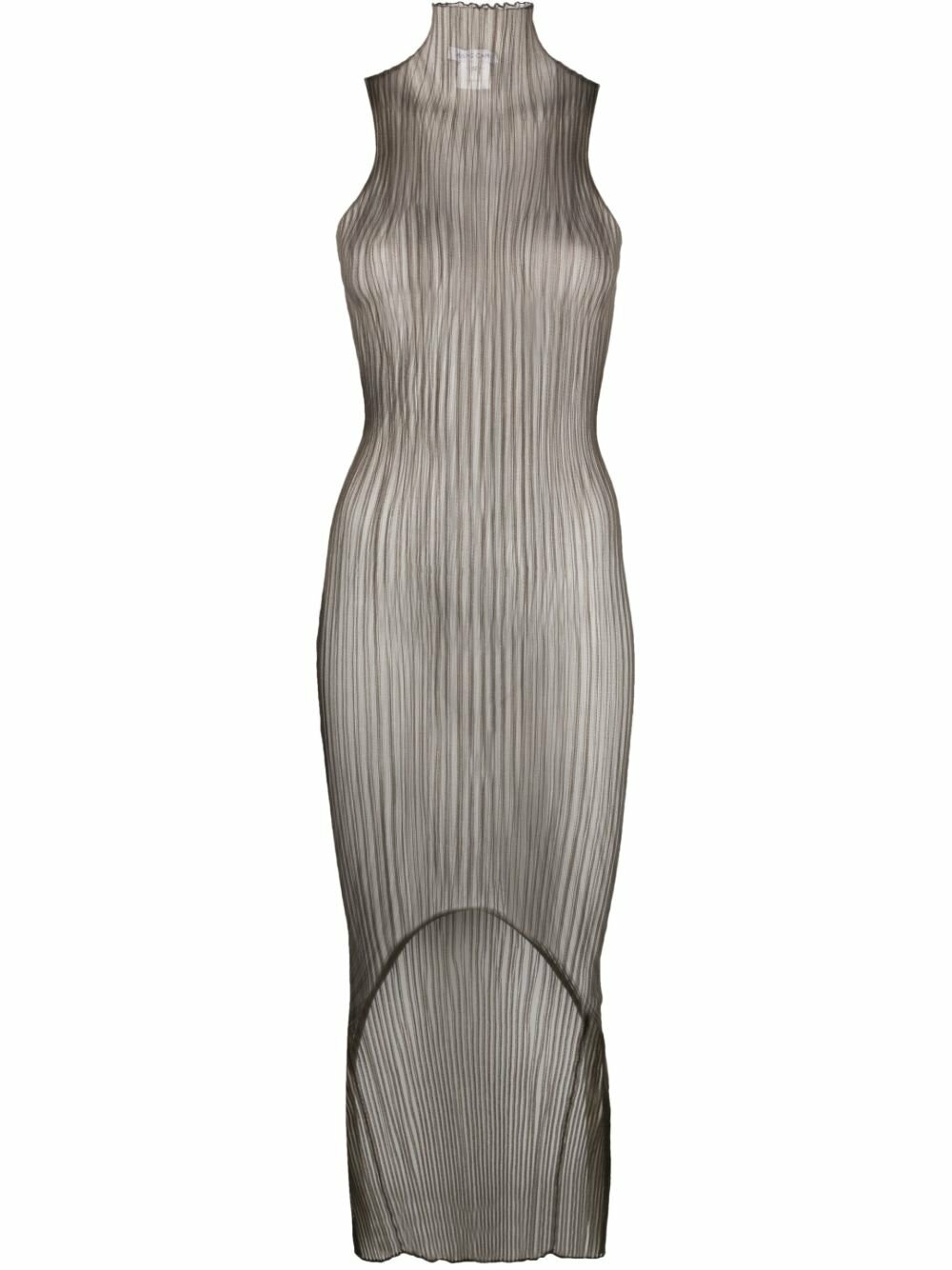 AISLING CAMPS Grey Modern Mist Sheer Midi Dress AISLING CAMPS