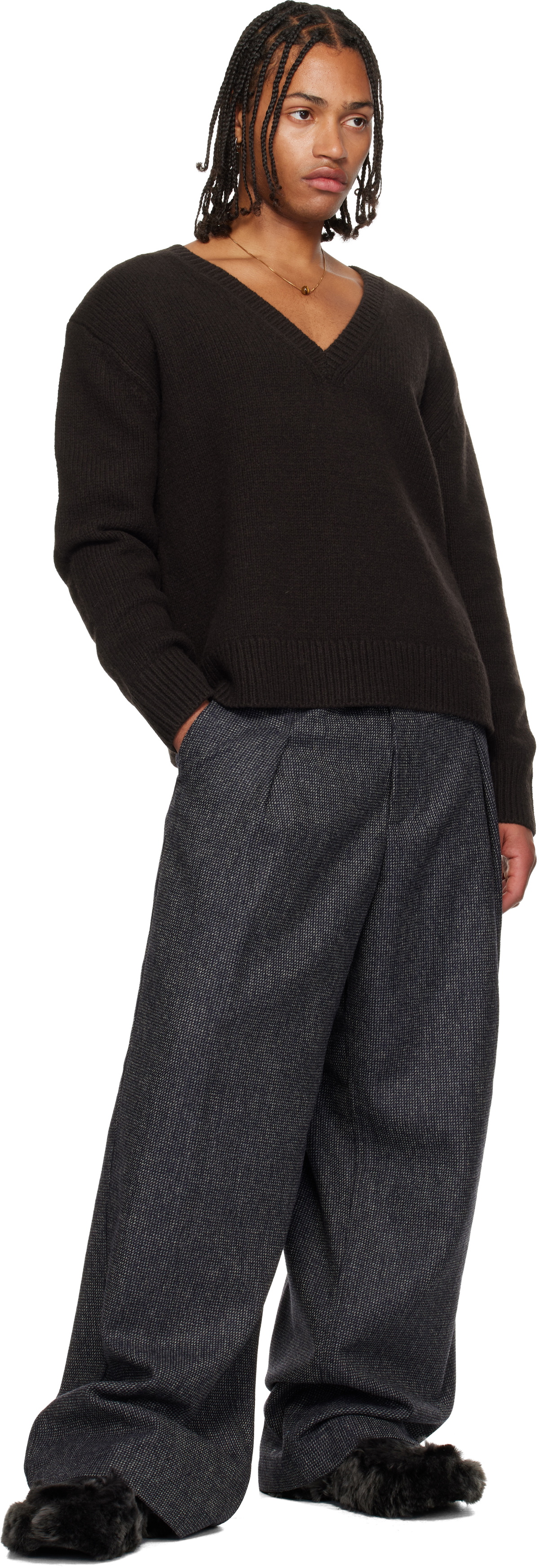 Dries Van Noten Gray Shearling Clogs Dries Van Noten