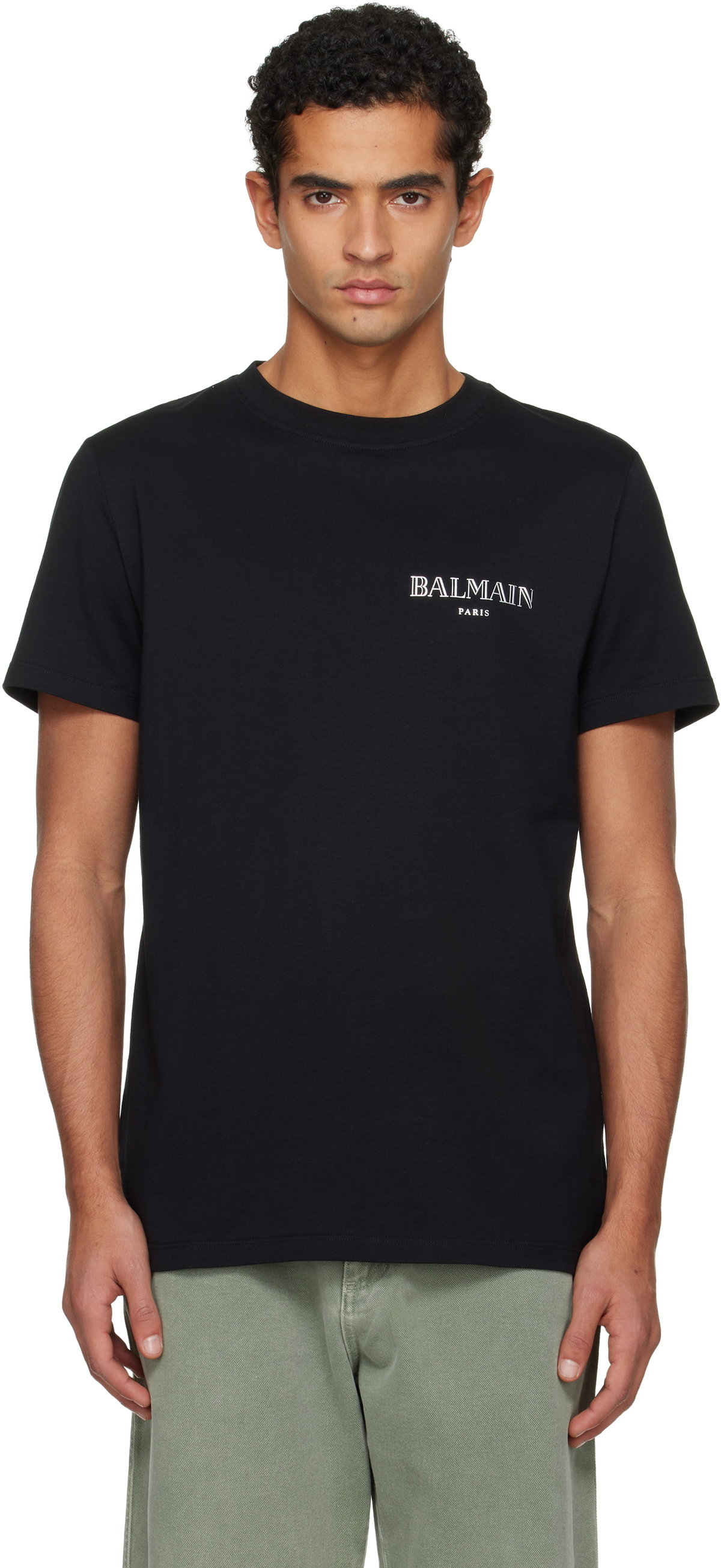 Balmain Black Vintage Gel 'Balmain' Logo T-shirt Balmain