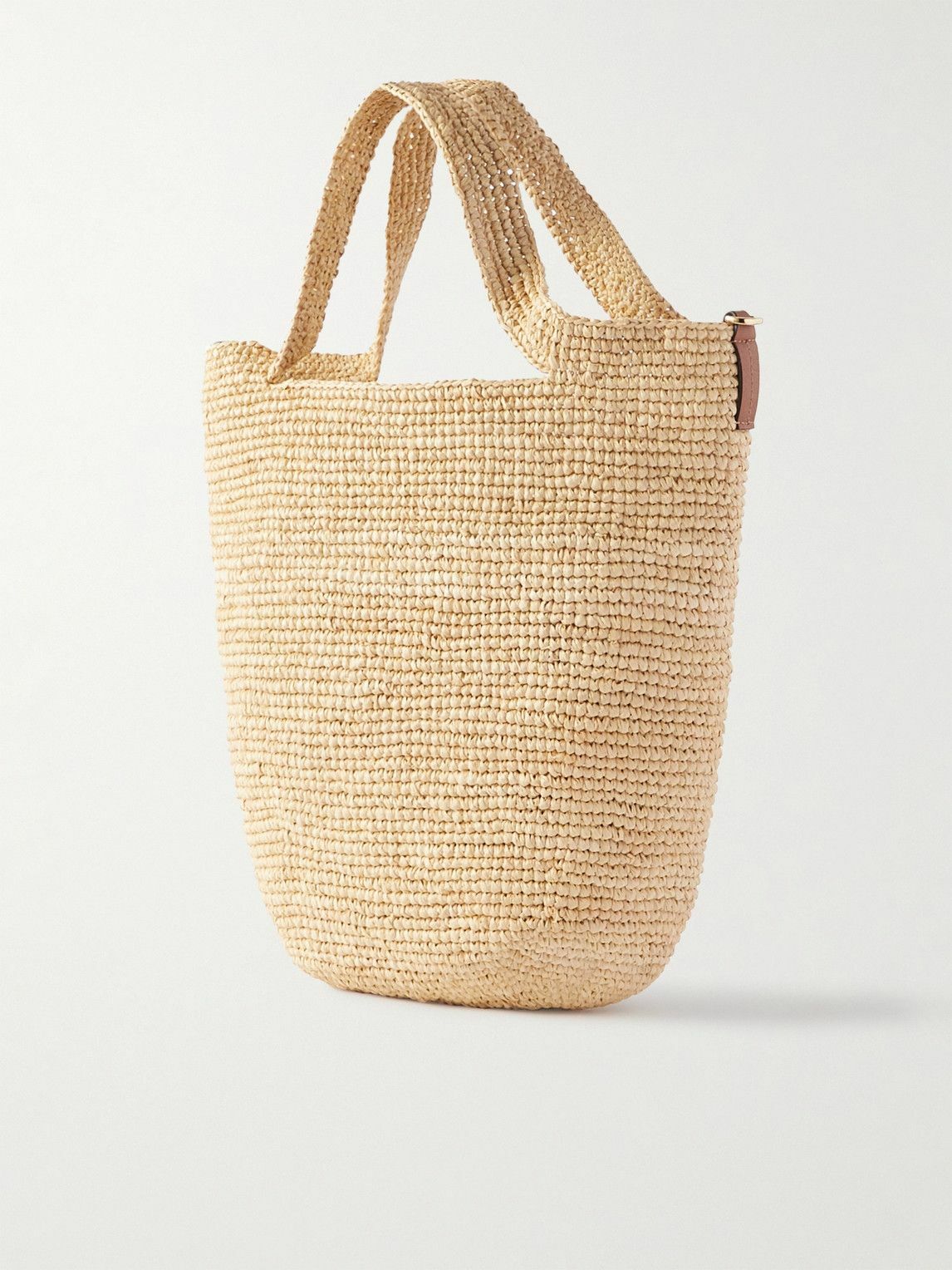 LOEWE - Paula's Ibiza Slit Mini Leather-Trimmed Raffia Tote Bag Loewe