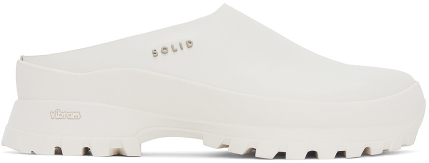 Solid Homme White Leather Mules Solid Homme