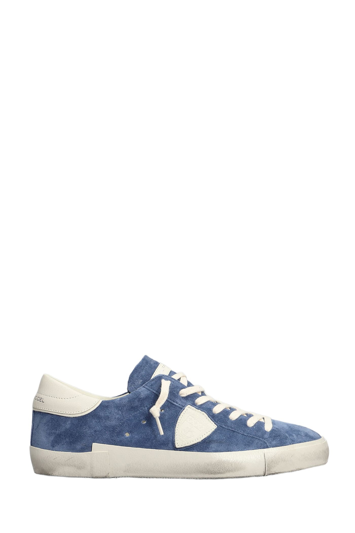 Philippe Model Prsx Low Sneakers In Blue Suede Philippe Model