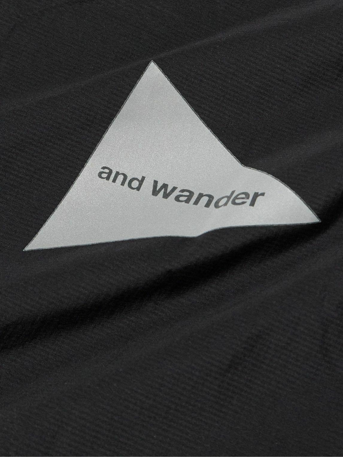 And Wander - Logo-Print Pertex-Ripstop Hooded Jacket - Black and Wander