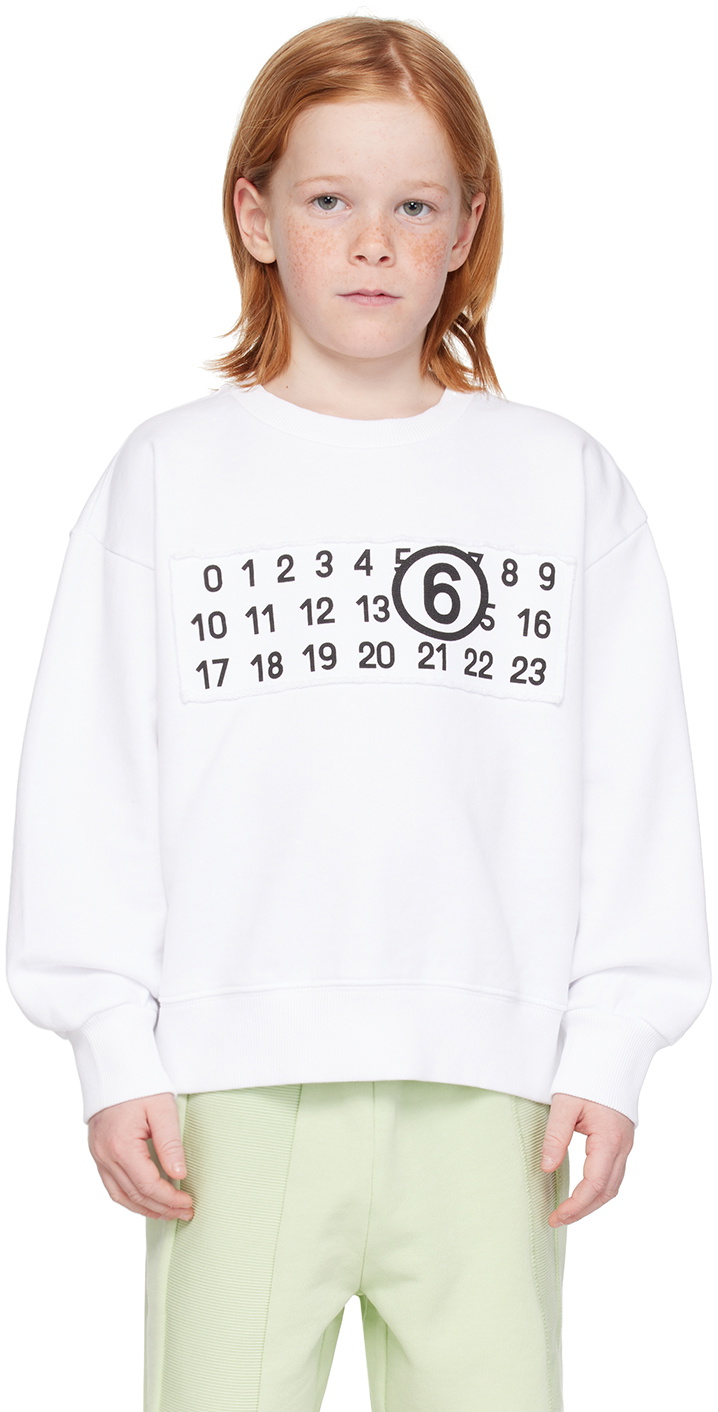 MM6 Maison Margiela Kids White Patch Sweatshirt MM6 Maison Margiela
