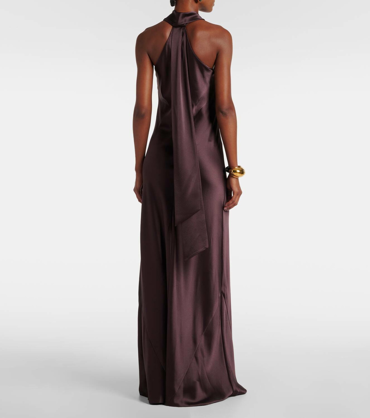 Galvan Pandora halterneck satin maxi dress Galvan