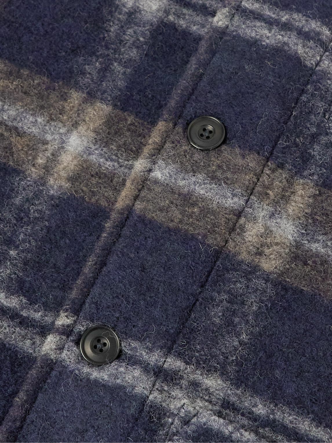 Hartford - Checked Wool-Blend Overshirt - Blue Hartford