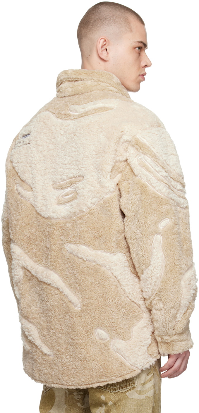 AAPE by A Bathing Ape Beige Moonface Patch Jacket AAPE by A Bathing Ape