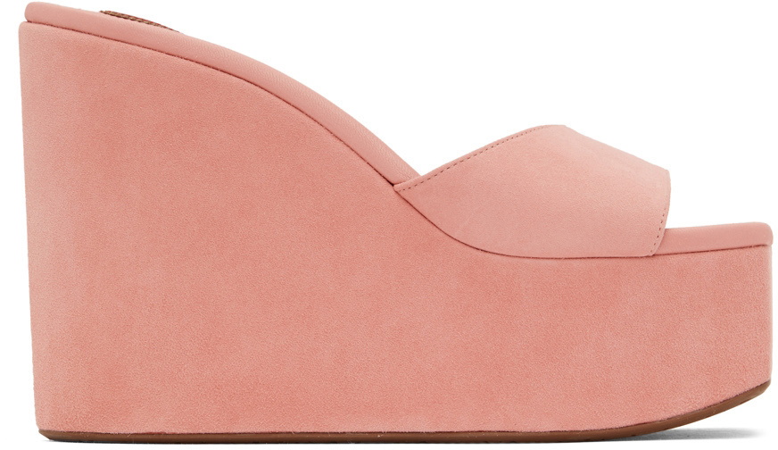 ALAÏA Pink Platform Wedge Mules ALAÏA