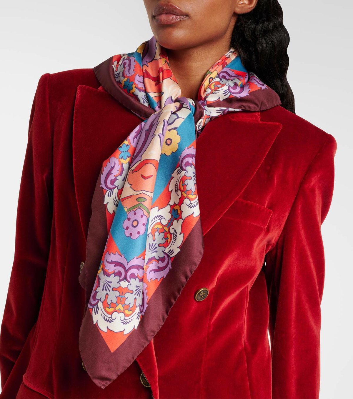 Etro Printed silk twill scarf Etro