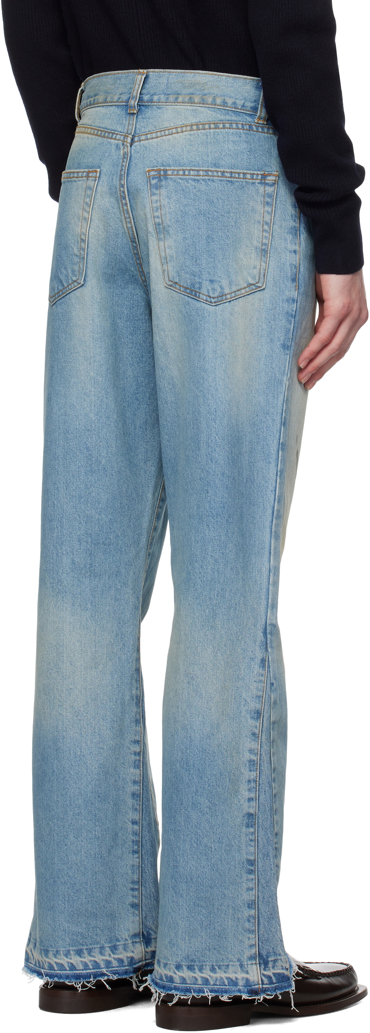 Tonywack Blue Flared-Leg Reconstructed Jeans Tonywack