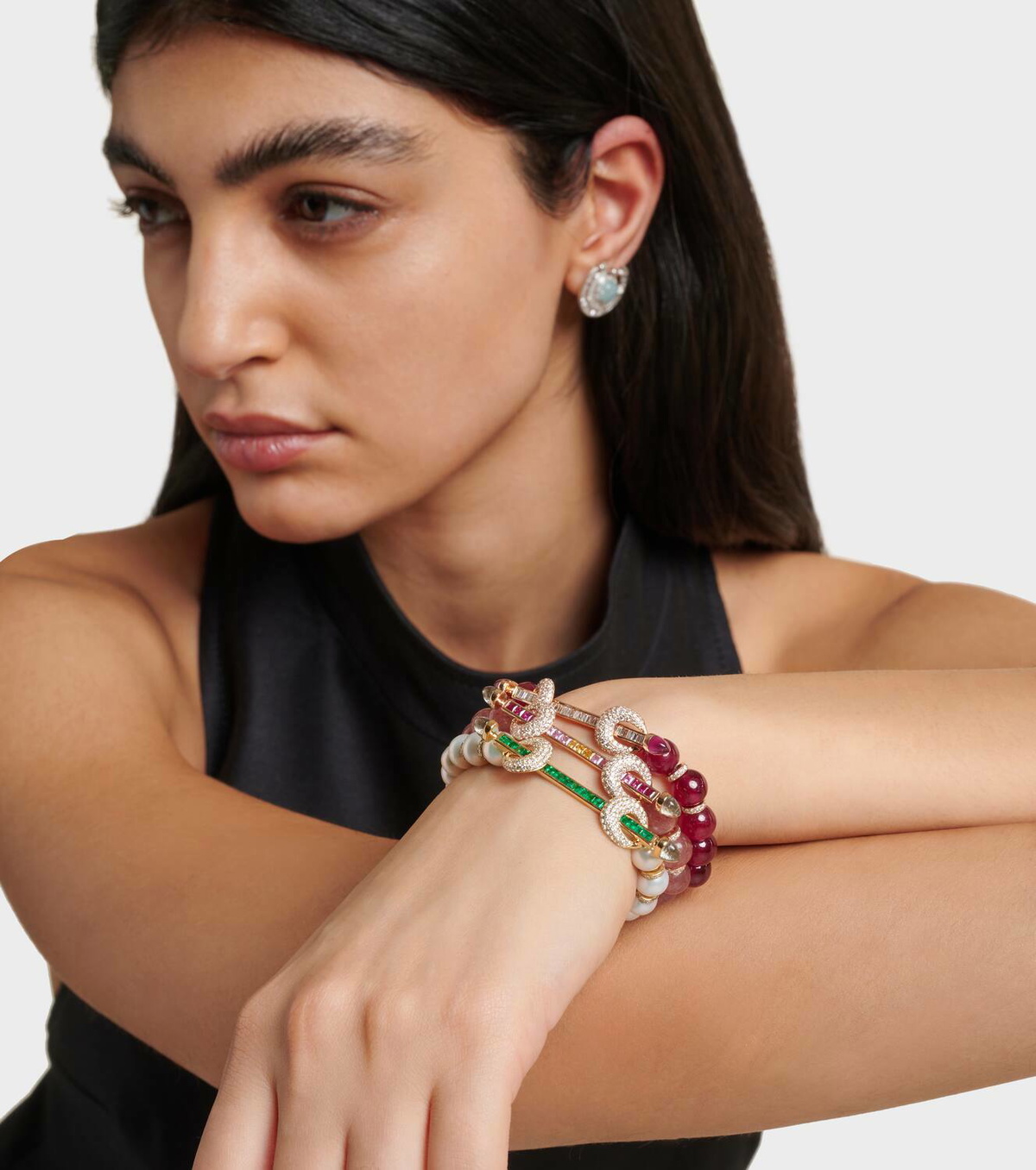 Ananya Chakra 18kt gold bracelet with gemstones Ananya