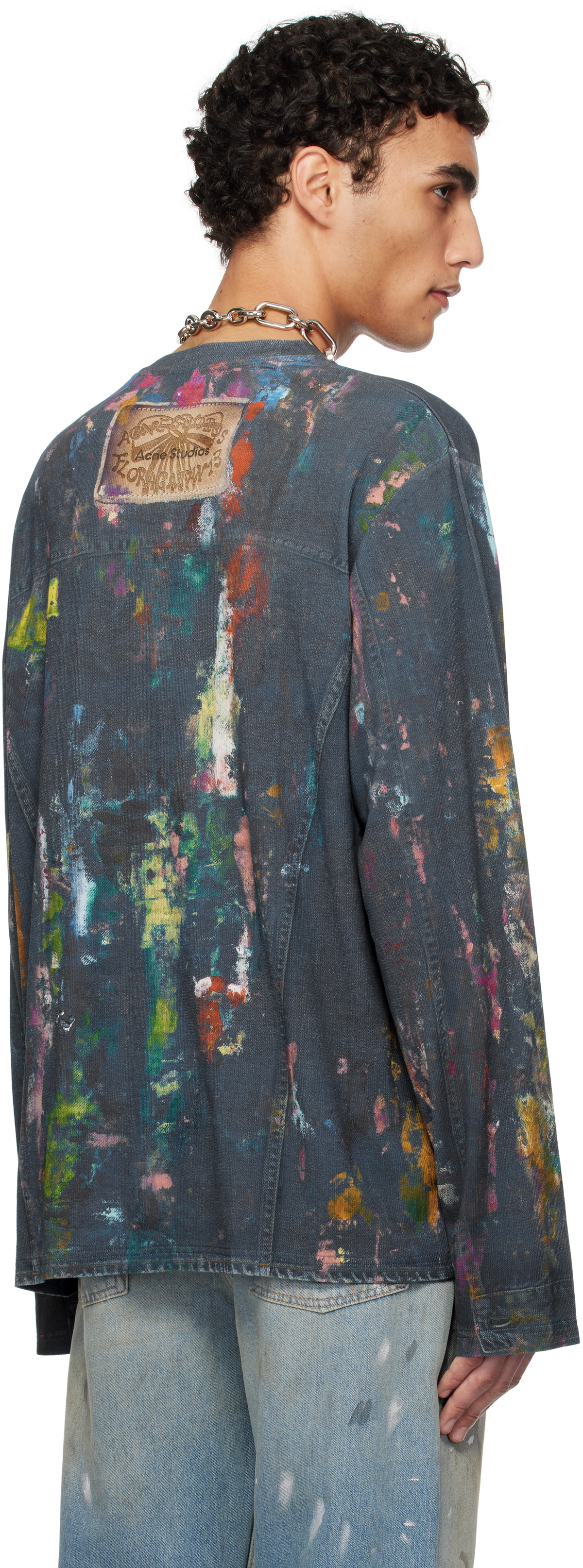 Acne Studios Blue Paint Splatter T-shirt Acne Studios