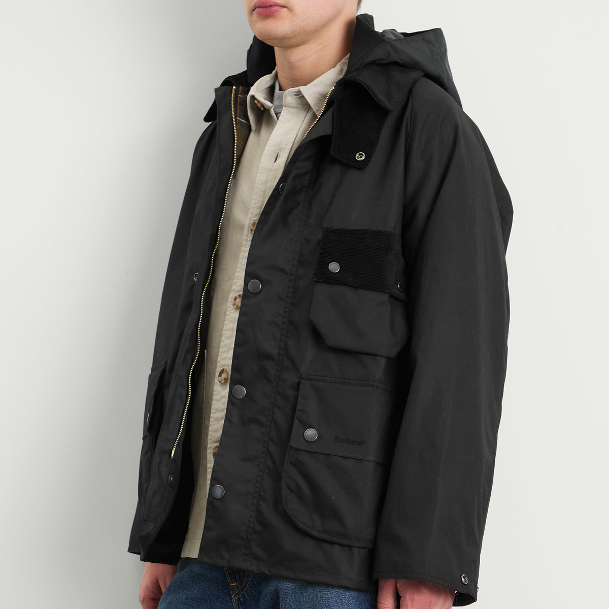 Barbour Men's Heritage + Modified Solway Wax Jacket in Black Barbour