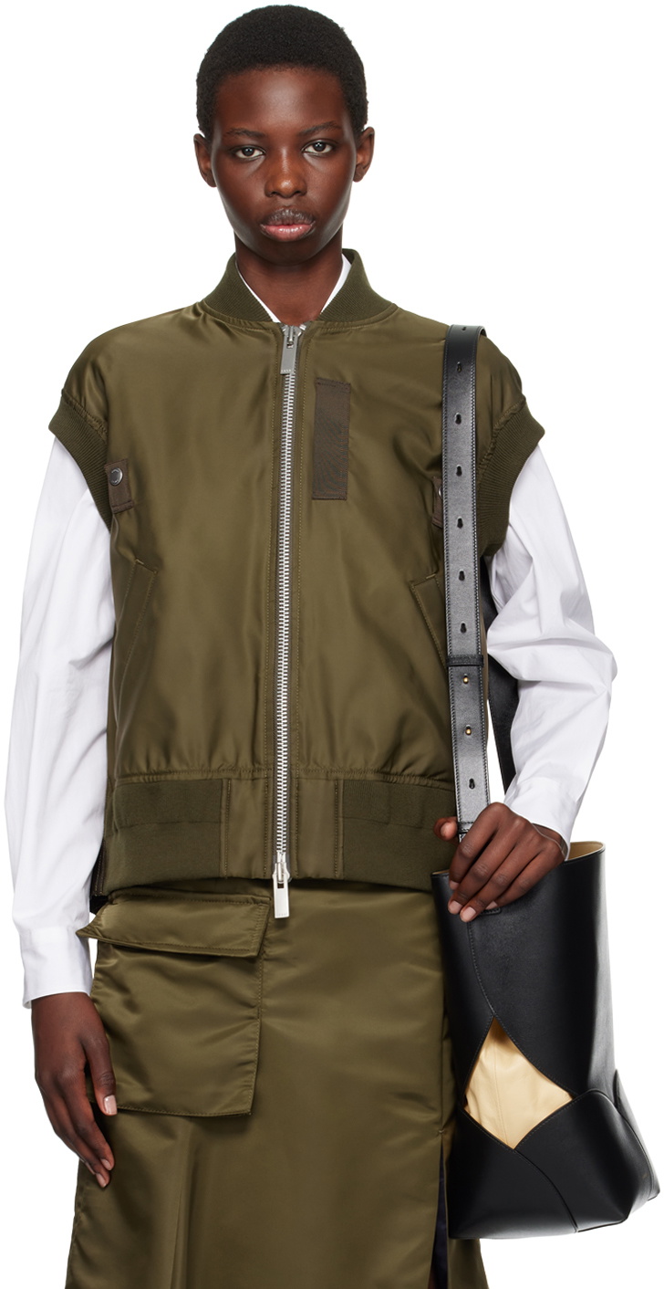 sacai Khaki Twill Vest Sacai