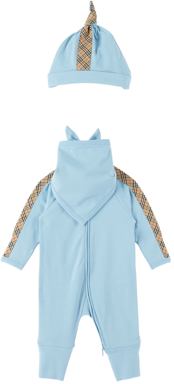 Burberry Baby Blue Check Trim Three-Piece Set Burberry