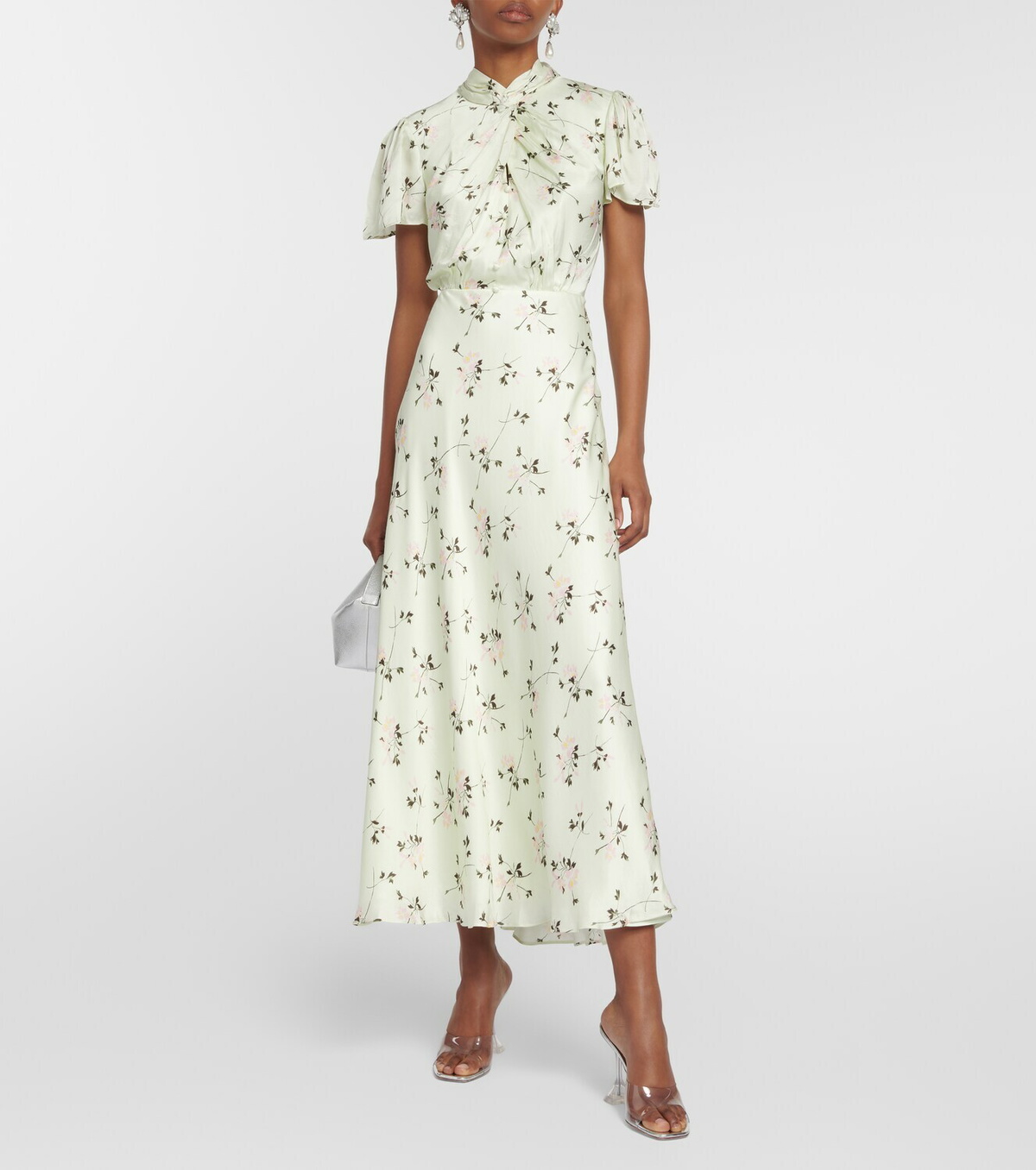 Self-Portrait Floral satin midi dress Self-Portrait