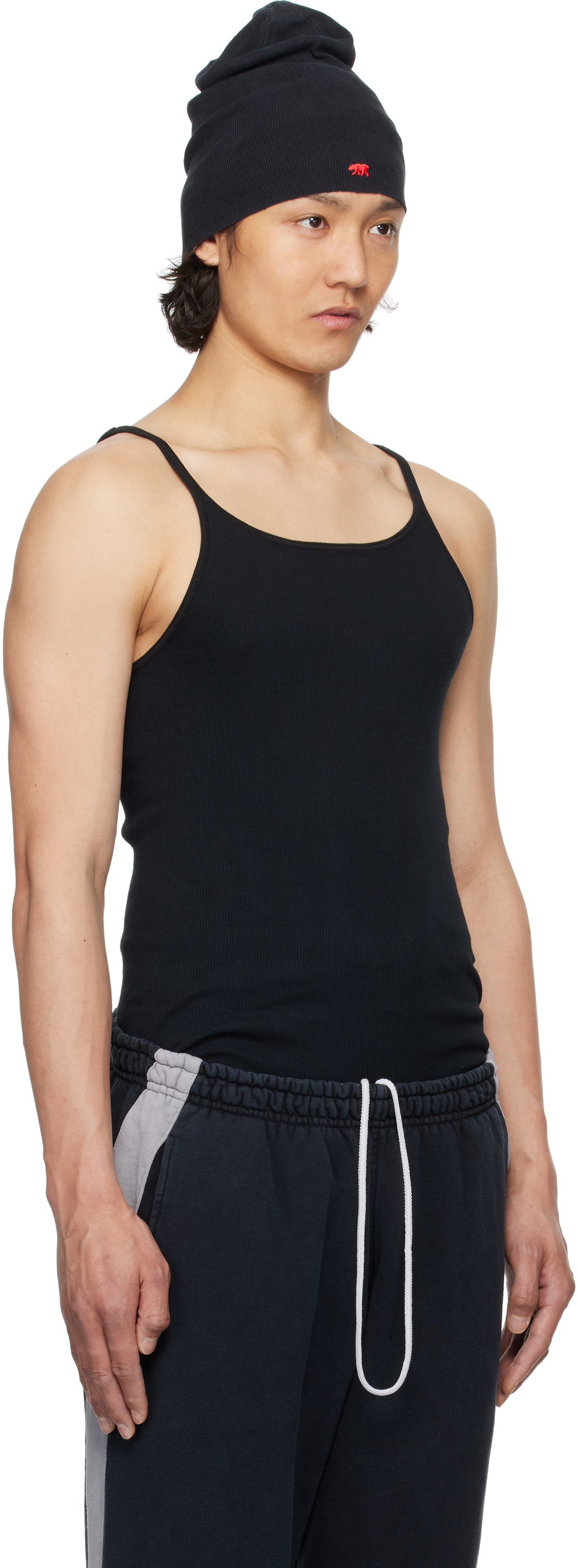 GREG ROSS Black Ribbed Tank Top
