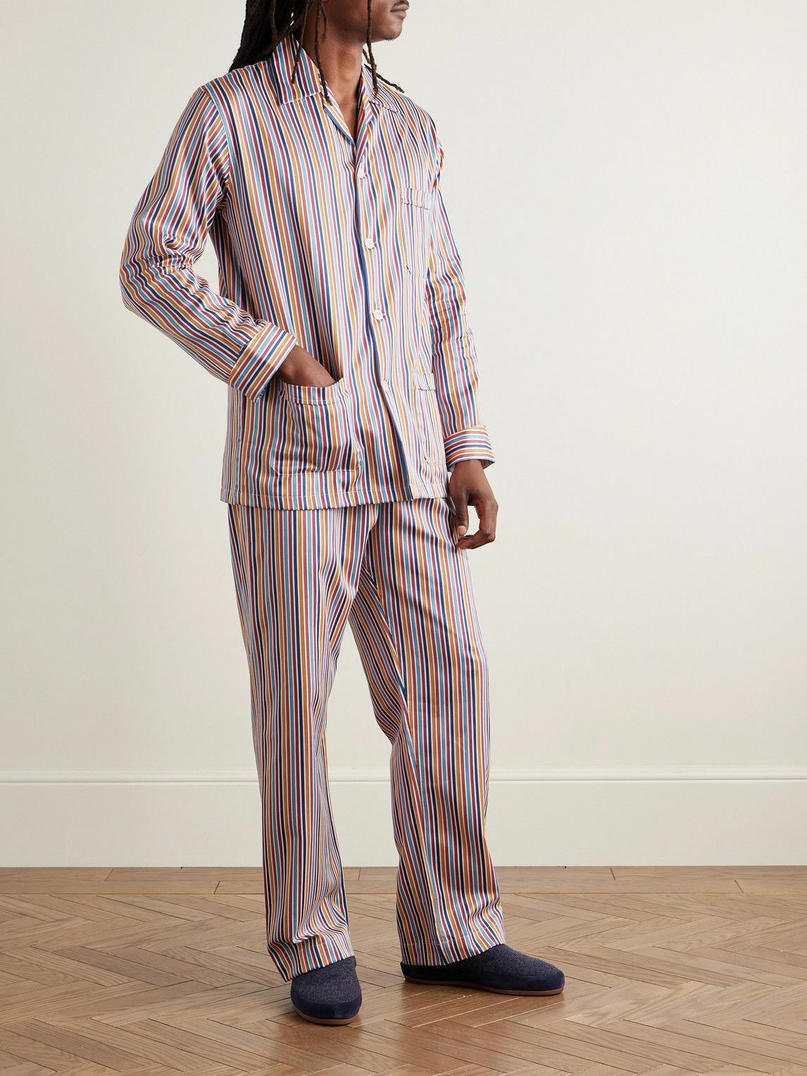 Derek Rose - Wellington Striped Cotton-Poplin Pyjama Set - Red Derek Rose