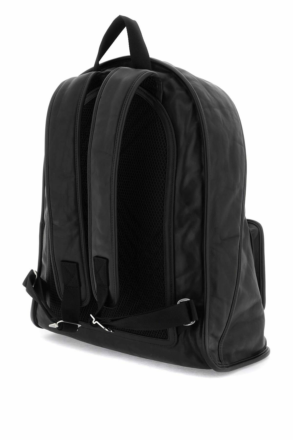 BURBERRY 'crinkled leather shield backpack Black Burberry
