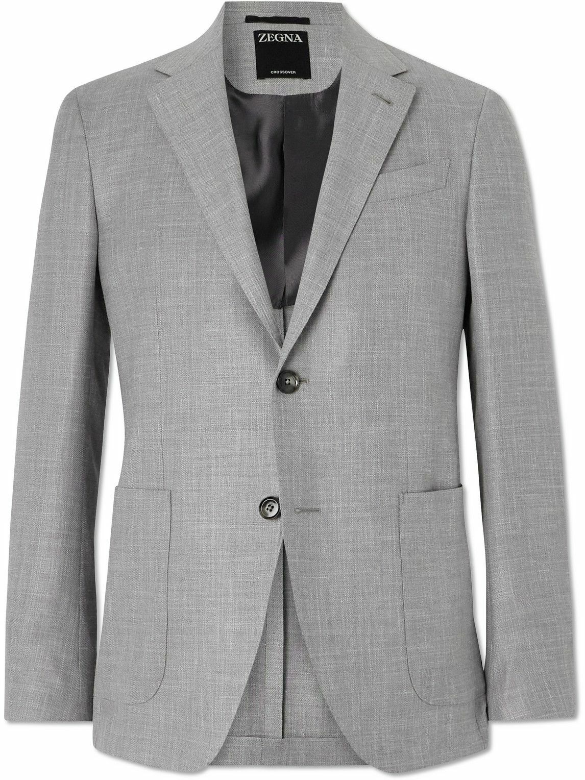 Zegna - Riviera Slim-Fit Wool, Silk and Linen-Blend Suit Jacket - Gray ...