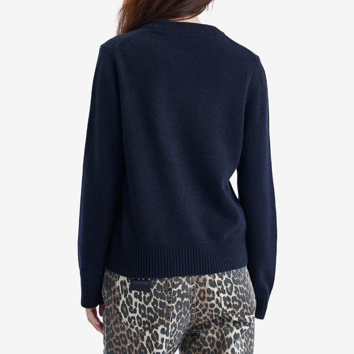 GANNI Women's Graphic Wool Baseball Jumper in Sky Captain GANNI