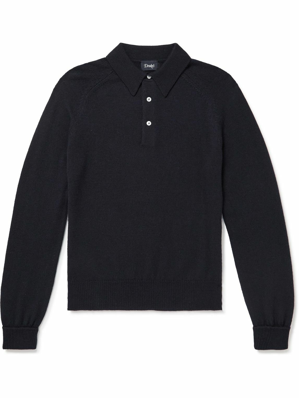 Drake's - Merino Wool Polo Shirt - Blue Drake's