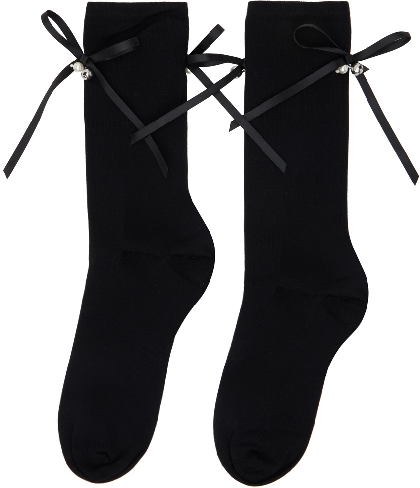 Simone Rocha Black Bell & Bow Socks Simone Rocha