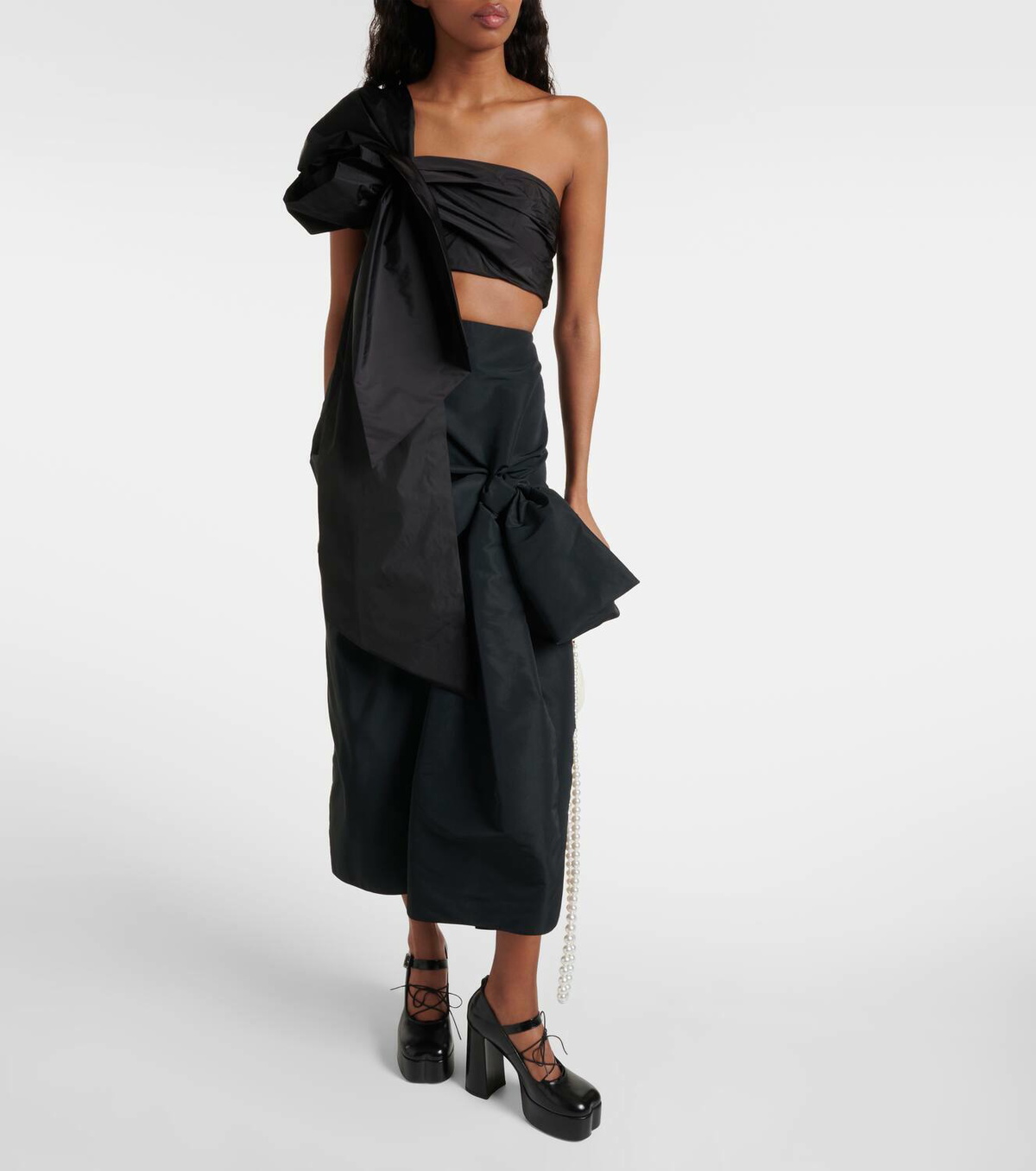 Simone Rocha Floral-appliqué draped crop top Simone Rocha