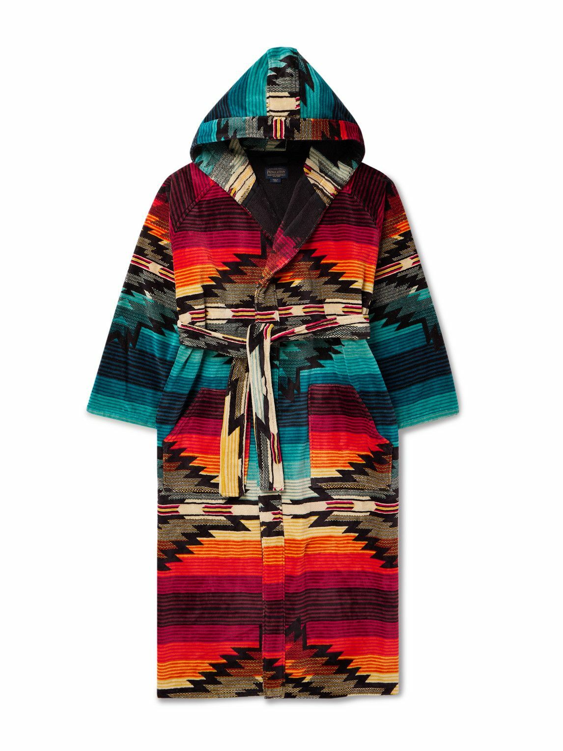 Pendleton - Saltillo Hooded Cotton-Terry Jacquard Robe - Red Pendleton