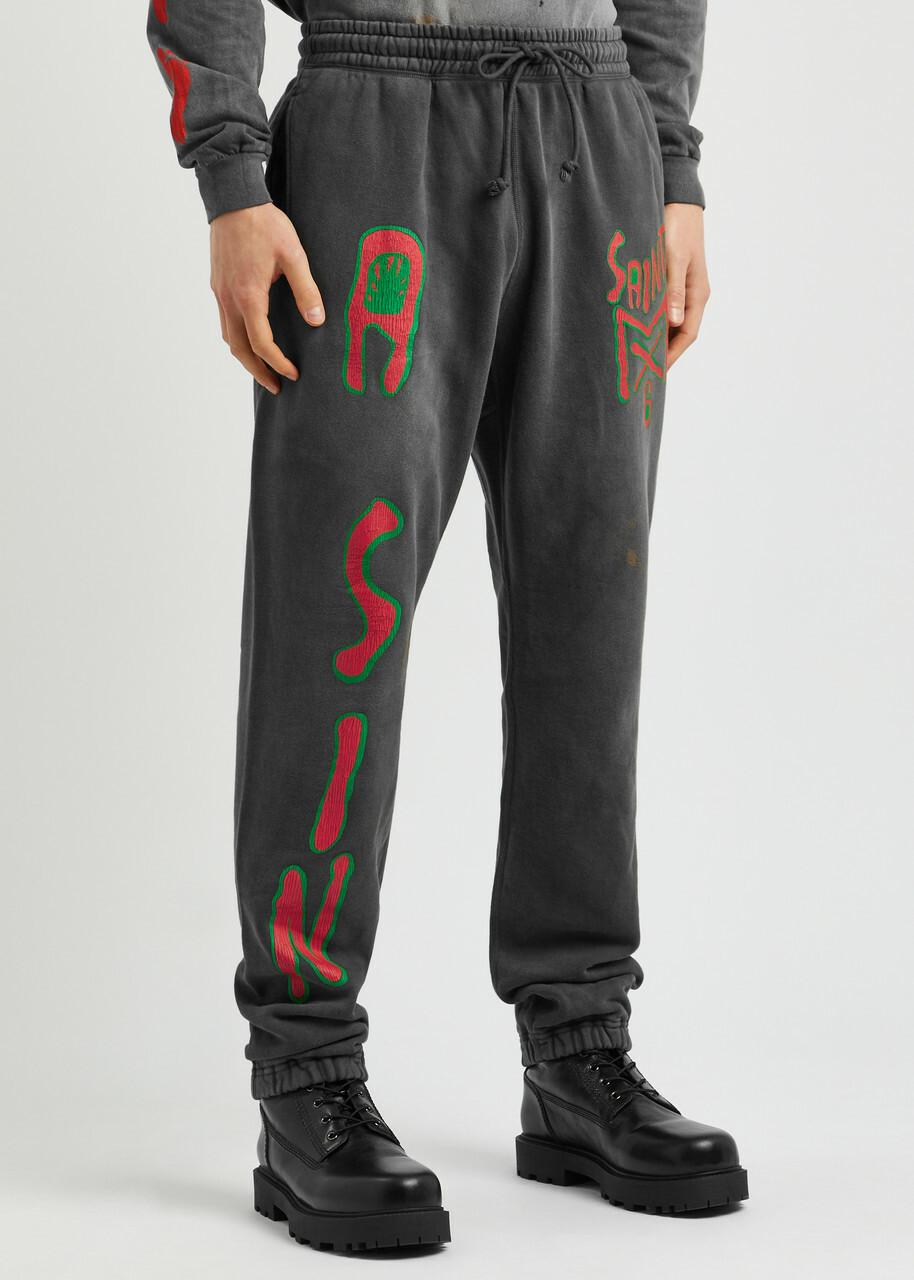 Saint Mxxxxxx Saint Printed Cotton Sweatpants Charcoal SAINT Mxxxxxx