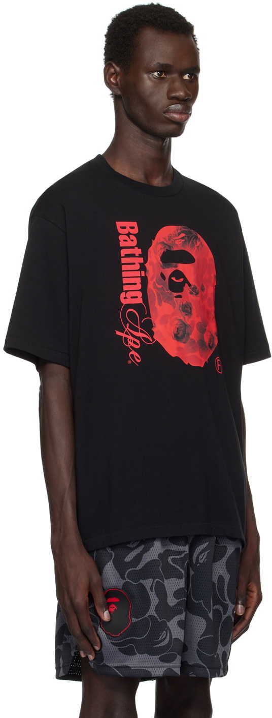 BAPE Black Floral Solid Camo Ape Head Relaxed Fit T-shirt A Bathing Ape